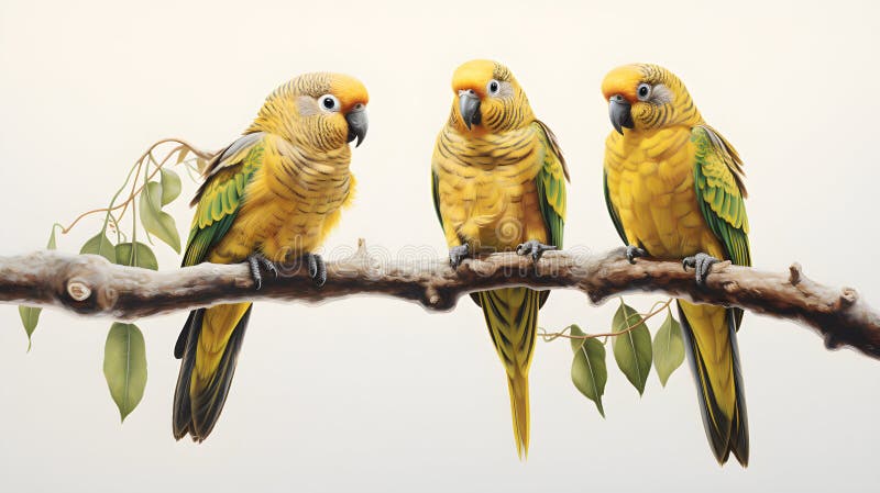 Three of Sun Conure Parrot stock photo. Image of outdoor - 297630958