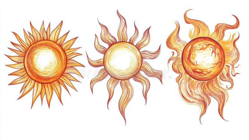 Three Suns are Shown in a Row Stock Illustration - Illustration of ...