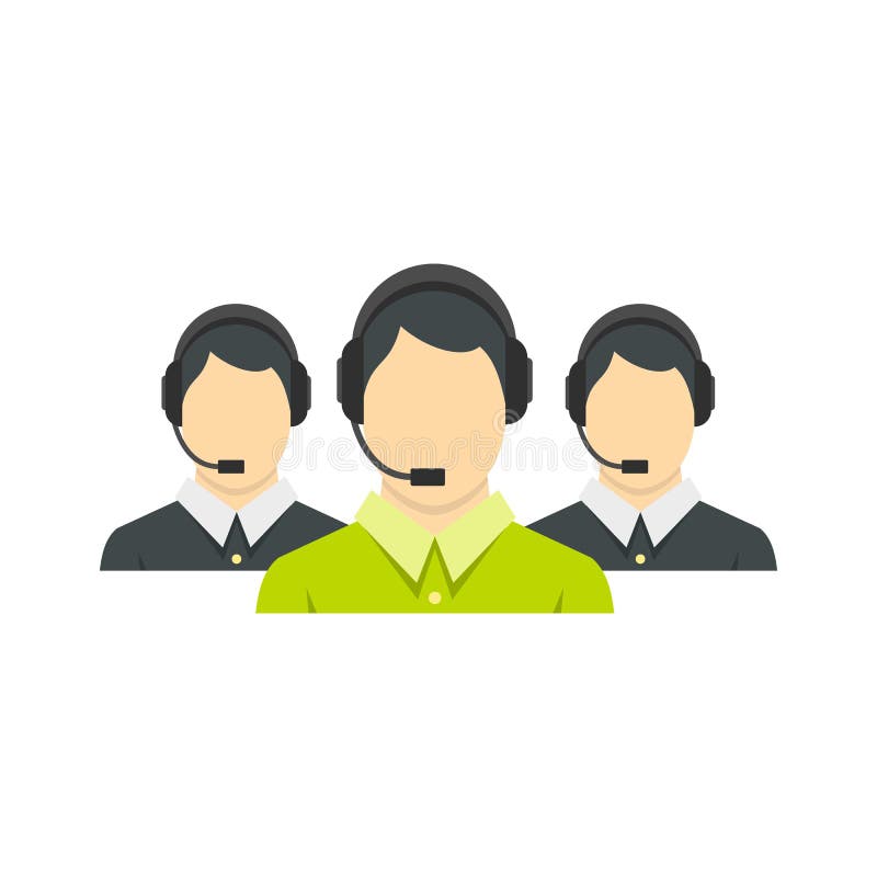Three Support Phone Operators Icon, Flat Style Stock Vector ...
