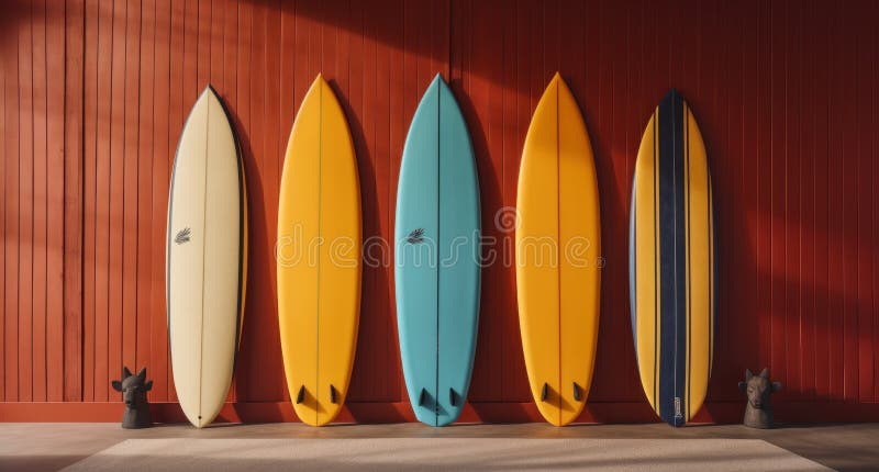 Three Surfboards Rest on the Sandy Beach by the Water Stock Photo ...