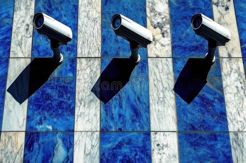 Three Surveillance Cameras. CCTV Stock Image - Image of outdoor, cctv ...