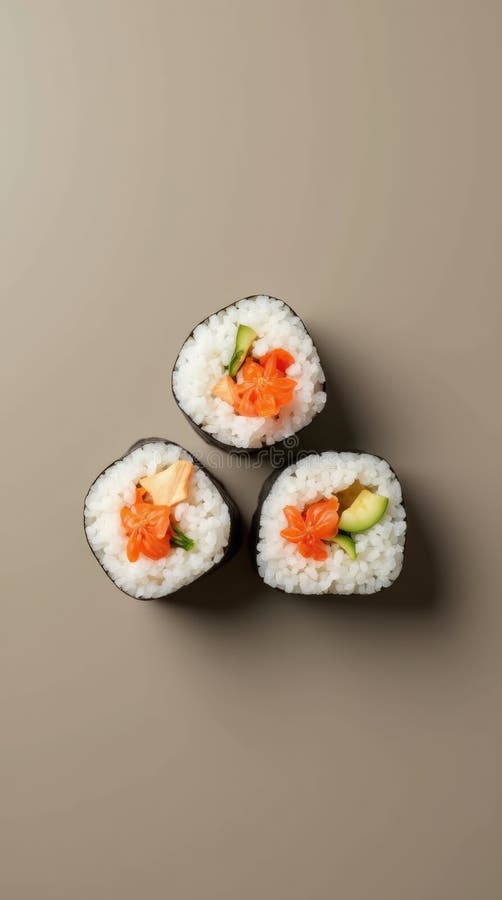 Three Sushi Rolls Placed at the Points of an Equilateral Triangle on a ...