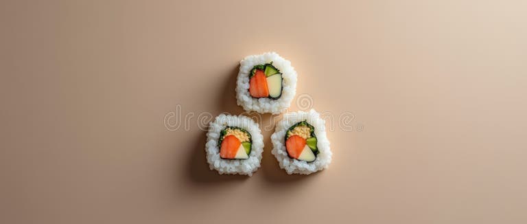Three Sushi Rolls Placed at the Points of an Equilateral Triangle on a ...