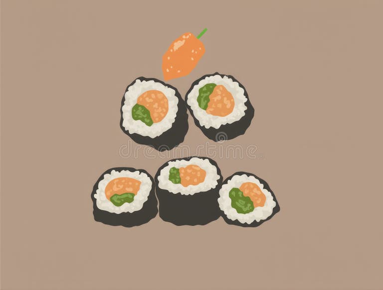 Three Sushi Rolls Placed at the Points of an Equilateral Triangle on a ...