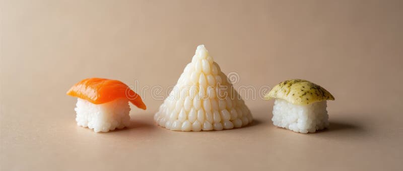 Three Sushi Rolls Placed at the Points of an Equilateral Triangle on a ...