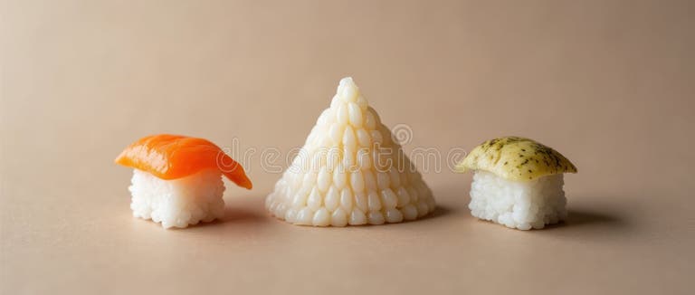 Three Sushi Rolls Placed at the Points of an Equilateral Triangle on a ...
