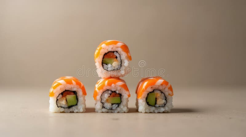 Three Sushi Rolls Placed at the Points of an Equilateral Triangle on a ...