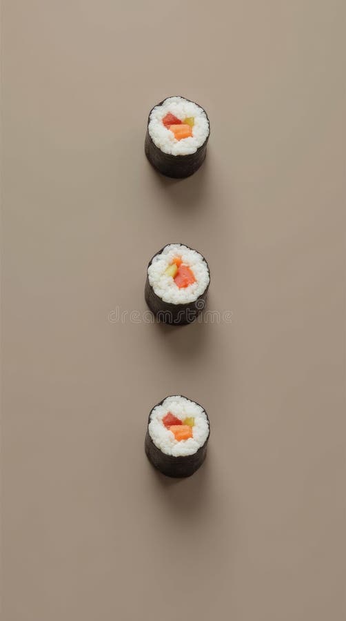 Three Sushi Rolls Placed at the Points of an Equilateral Triangle on a ...