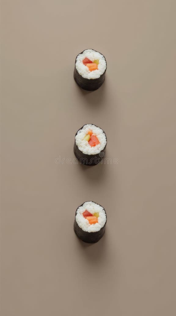 Three Sushi Rolls Placed at the Points of an Equilateral Triangle on a ...