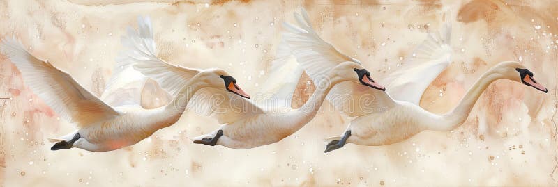 Three Swans Flying in a Row Stock Image - Image of wetland, cygnet ...