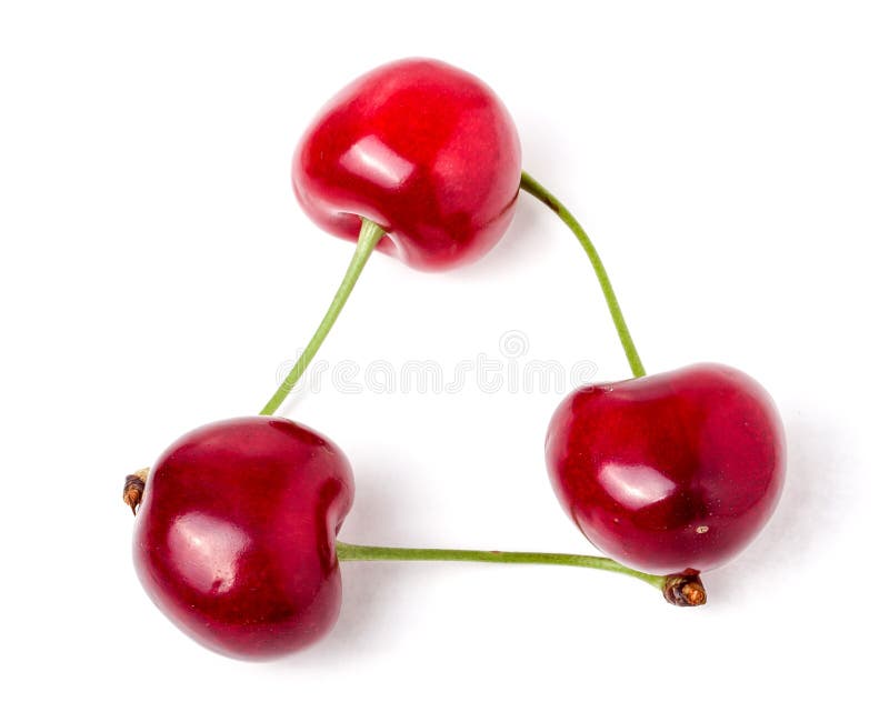 Three Sweet Cherry Closeup Isolated on White Background Stock Image ...