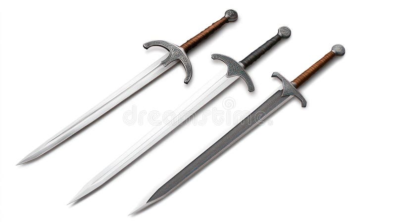 Three Swords Isolated on White Created with Generative AI. Big Medieval ...