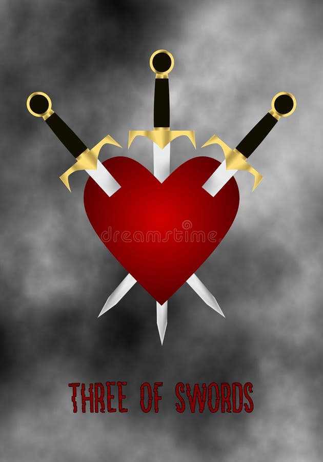 Three of Swords Tarot Card Concept Design in the Dark Stock ...