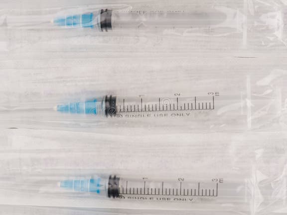 Three Syringes in a Package. Closeup Stock Photo - Image of macro ...