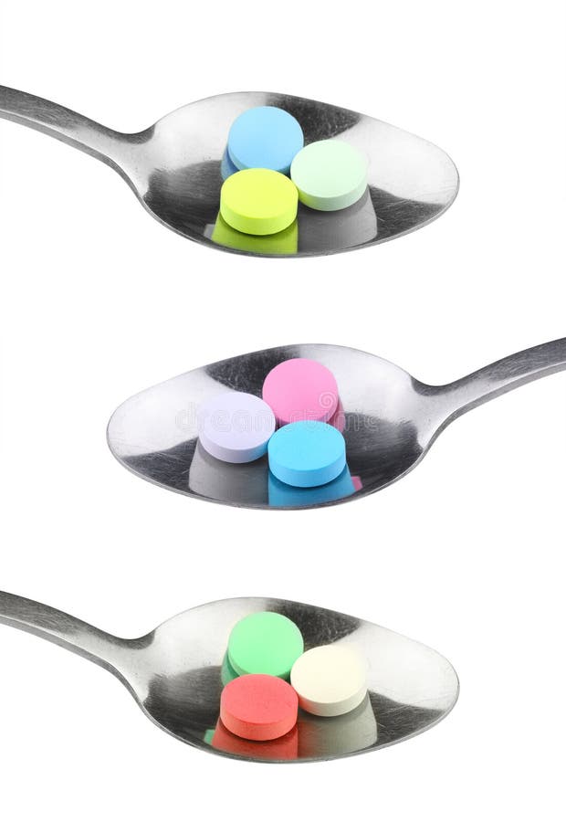 Three Tablets in a Metal Spoon. Stock Image - Image of narcotic ...