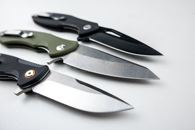 Three Tactical Combat Knives Isolated on White Stock Photo - Image of ...