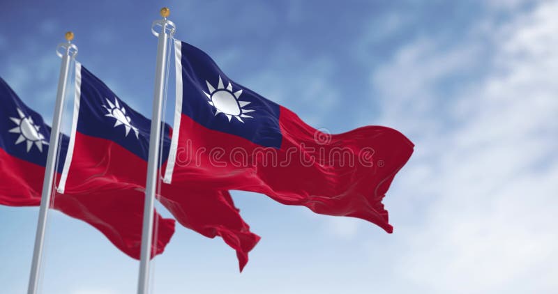 Close-up of Taiwan Flag Waving in the Wind Stock Footage - Video of ...