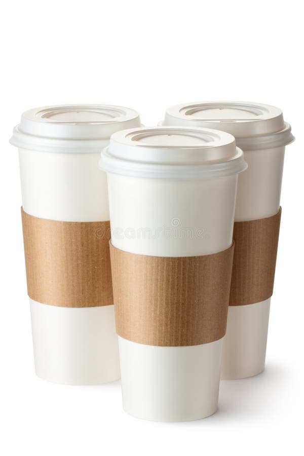 Three Take-out Coffee with Cup Holders Stock Photo - Image of coffetogo ...