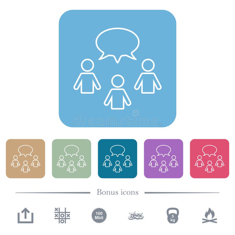 Three Talking Persons with Oval Bubble Outline Flat Icons on Color ...