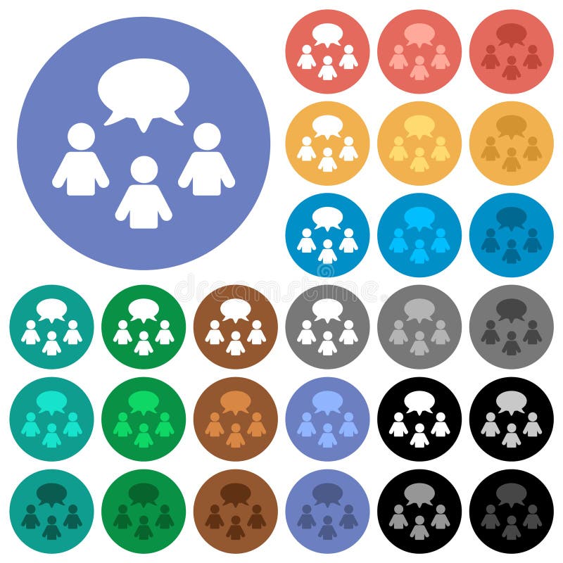 Three Talking Persons with Oval Bubble Solid Round Flat Multi Colored ...