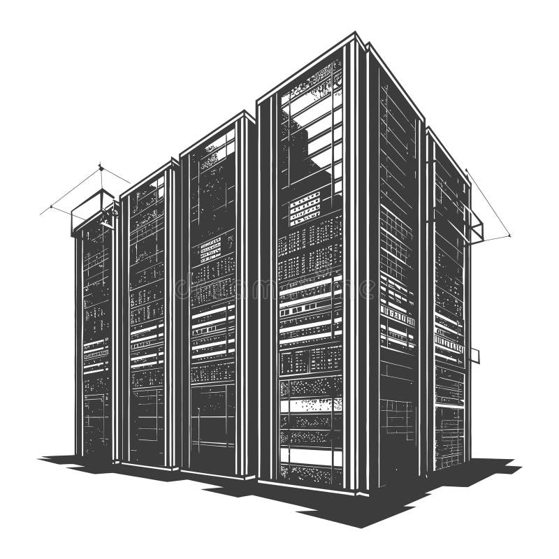 Modern Data Center Server Racks: Architectural Illustration Stock ...
