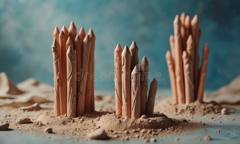 Three Tall, Slender Sticks Arranged in Triangular Formation, with the ...