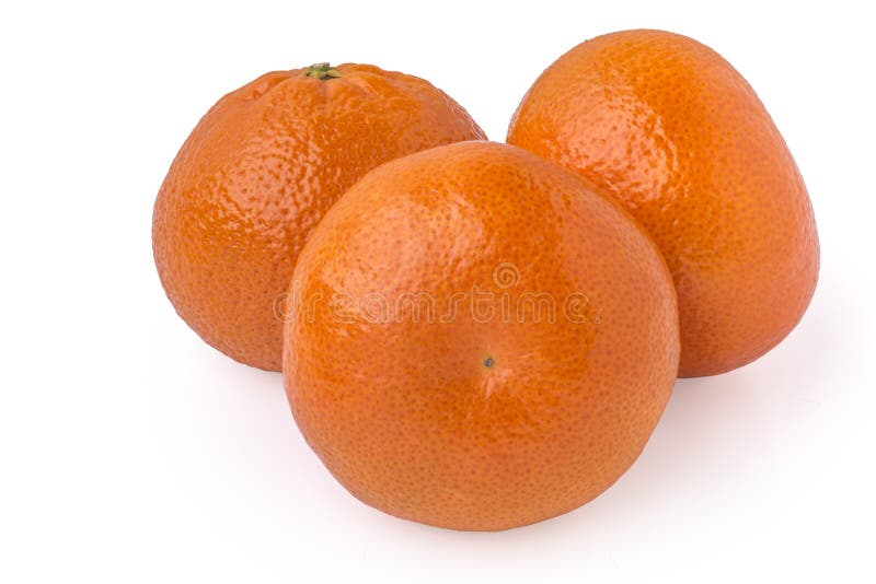 Three Tangerines with Stem and Leaf Stock Image - Image of green ...