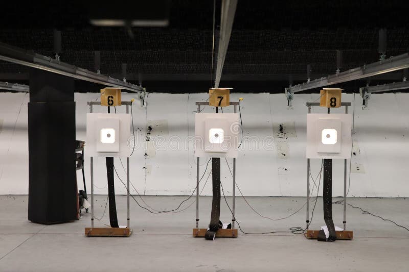 Three Targets in Black and White Indoor Shooting Range Stock Photo ...