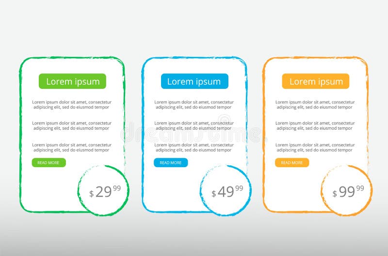 Three Tariffs. UX Interface for the Site. Vector Banner for Web App ...