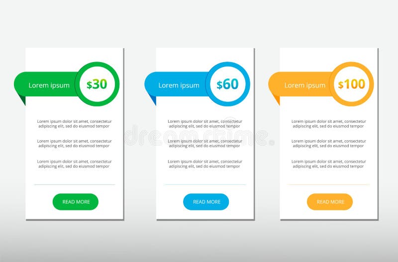 Three Tariffs. UX Interface for the Site. Vector Banner for Web App ...