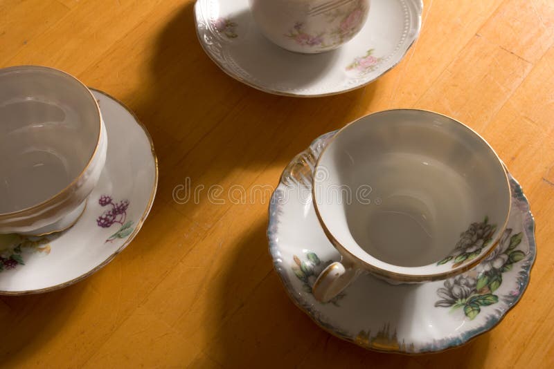 Three Teacups on Table. stock photo. Image of teacups - 2687560