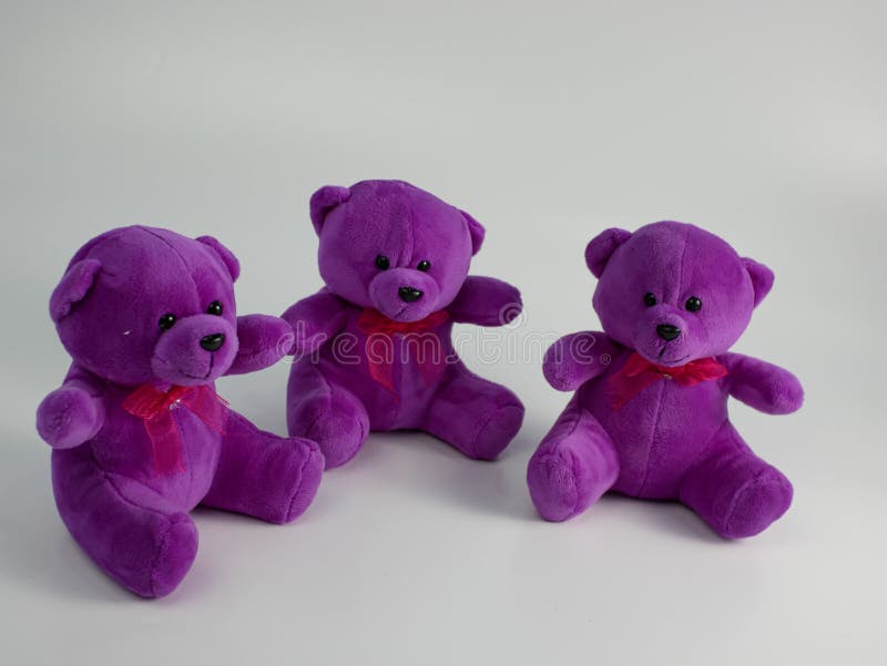 Three Teddy Bears Isolated on a White Background Stock Image - Image of ...