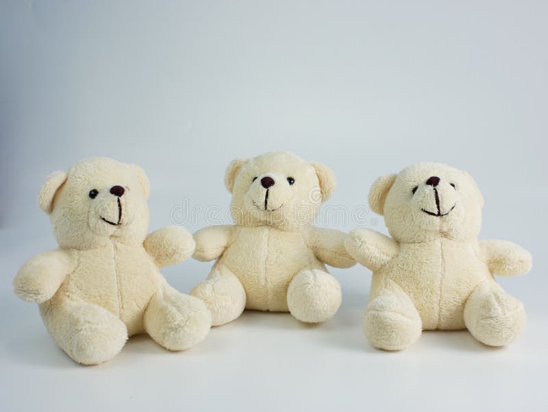 Three Teddy Bears Isolated on a White Background Stock Image - Image of ...