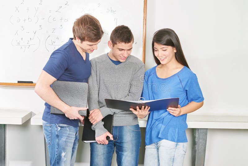 Three Teenage Students in a Team Stock Image - Image of college, pupil ...