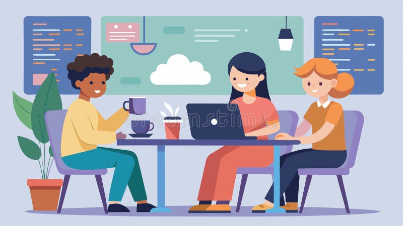 Three Teens Sit Around a Table in a Cafe Sipping on Coffee As they ...