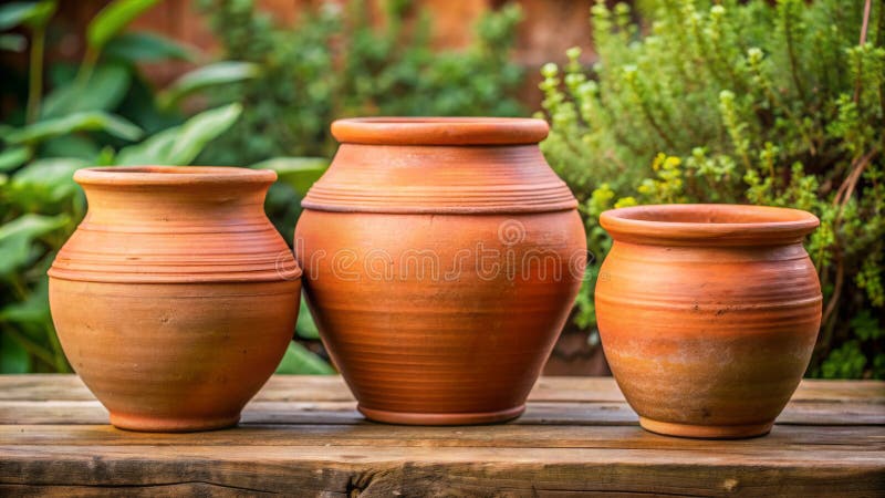 Three Terracotta Cylindrical Pots a Study in Simple Beauty and Visual ...
