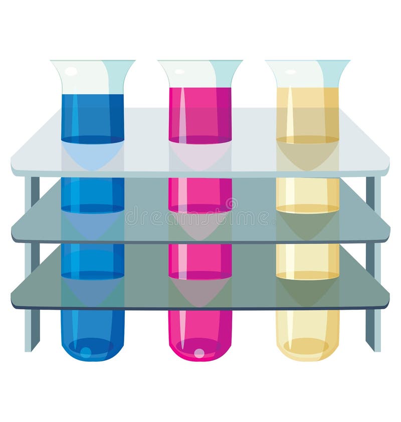 Three Test Tubes With Chemicals Stock Illustration - Illustration of ...