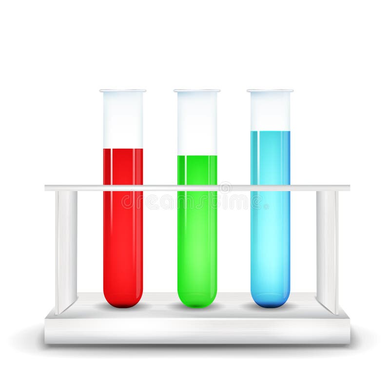 Three Test Tubes with Helix DNA, Chromosome, Nucleotides. Stock ...