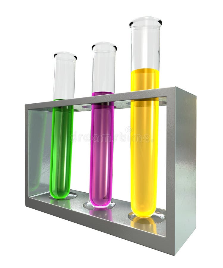 Three Test Tubes in a Metal Stand Stock Illustration - Illustration of ...