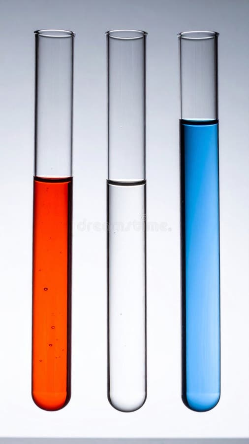 Three Test Tubes with Red, Clear, and Blue Liquids Stock Illustration ...