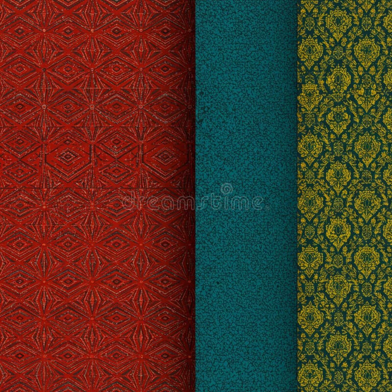 Three Textile Patterns are Displayed Side by Side. on the Left, a ...