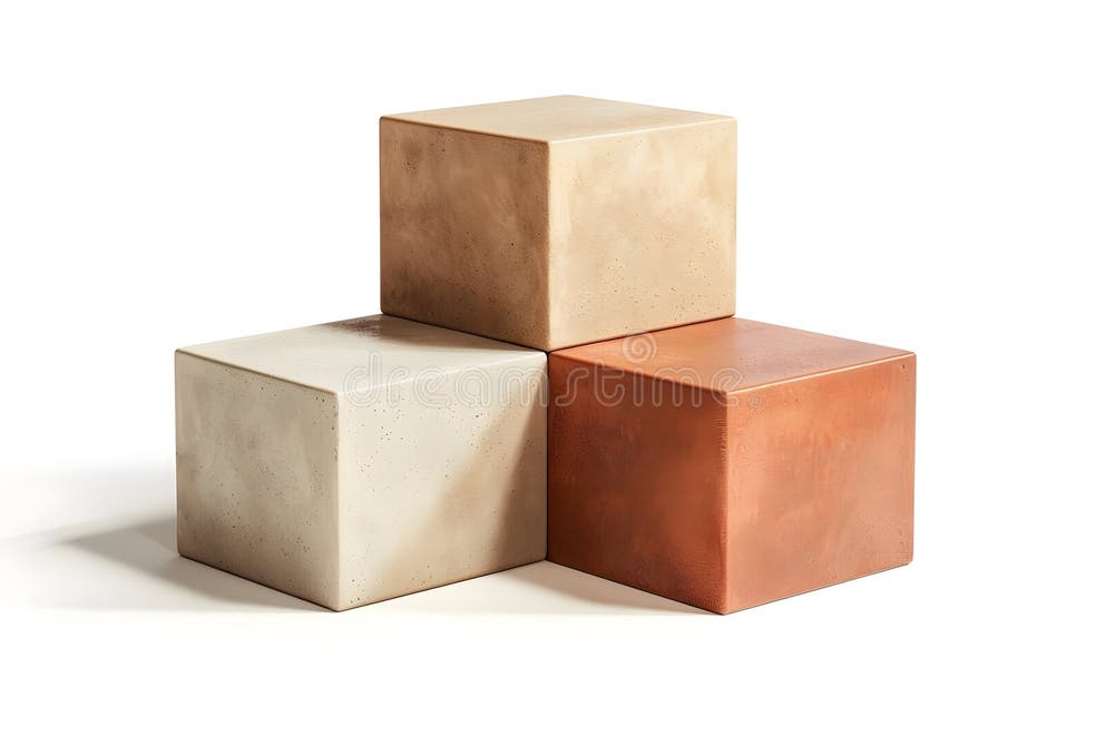 Three Textured Cubes Arranged in a Triangular Formation, Displaying a ...