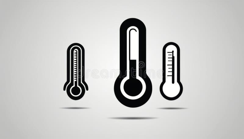 Three Thermometer Icons on a White Background Stock Illustration ...