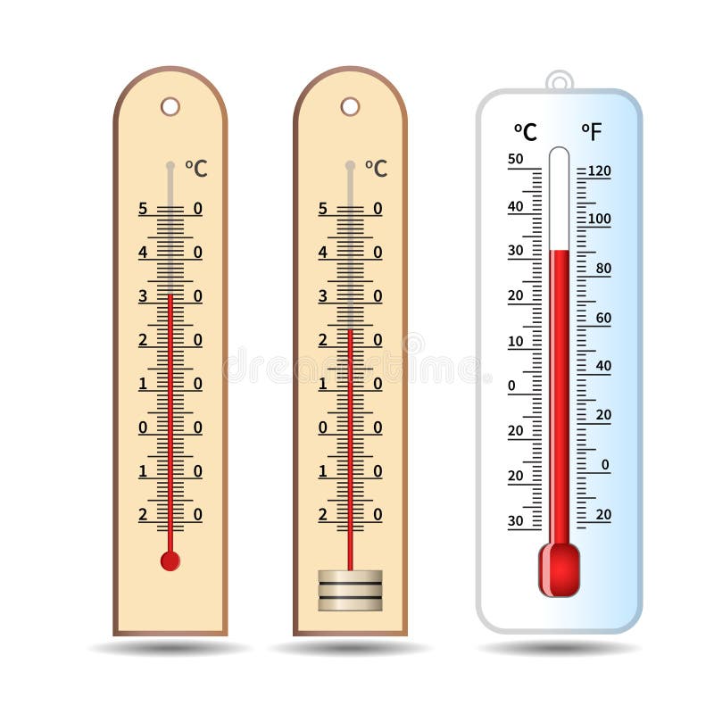 Three Thermometer. Temperature Measuring Instrument Stock Vector ...