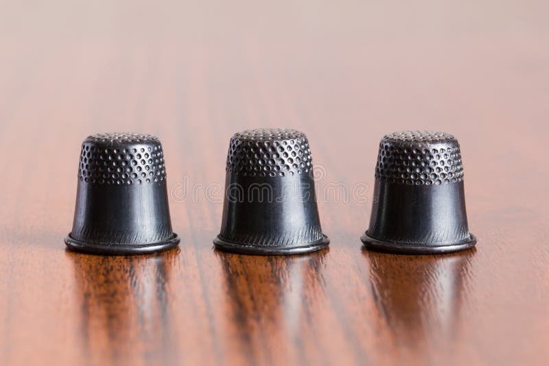 Three Thimbles for Shell Game Stock Image - Image of choice, closeup ...