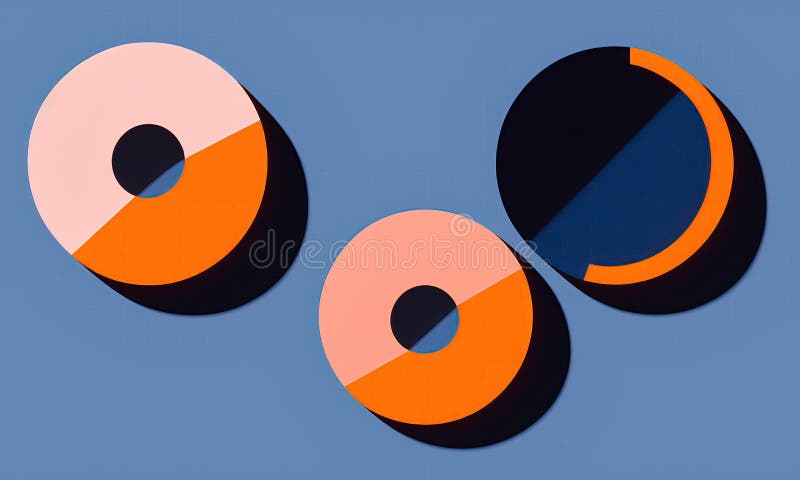 Three Three-dimensional, Colored Round Shapes, Divided into Segments ...