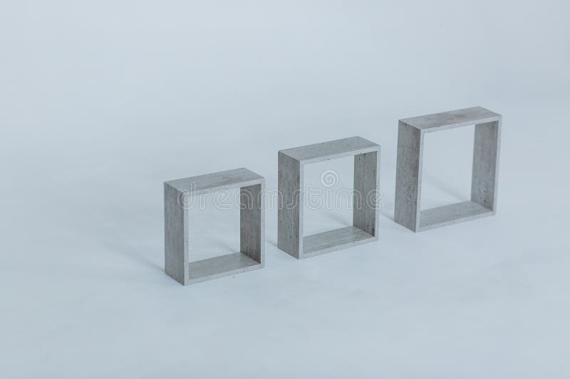 Three Three-dimensional Square Frames on a White Background. Stock ...