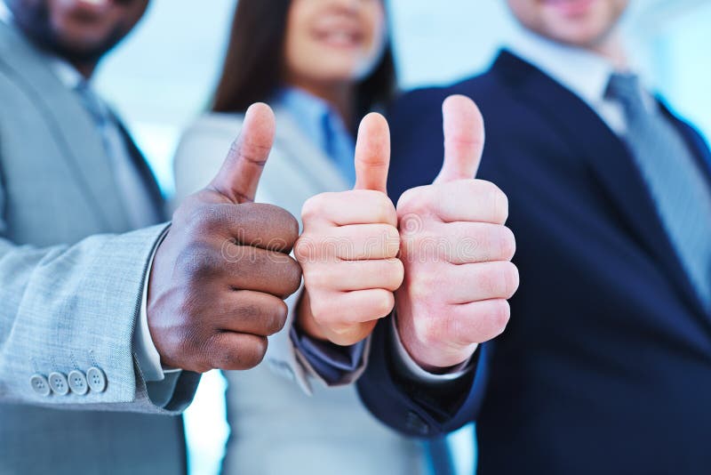 Three thumbs up stock image. Image of male, together - 66009785
