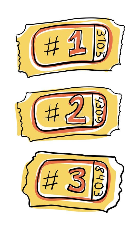 Three Tickets Vector Illustration. Cinema Theme Doodle Elements Stock ...