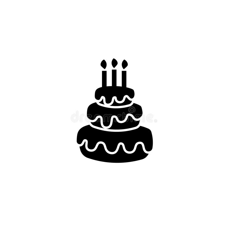 Three tier cake glyph icon stock vector. Illustration of dessert ...